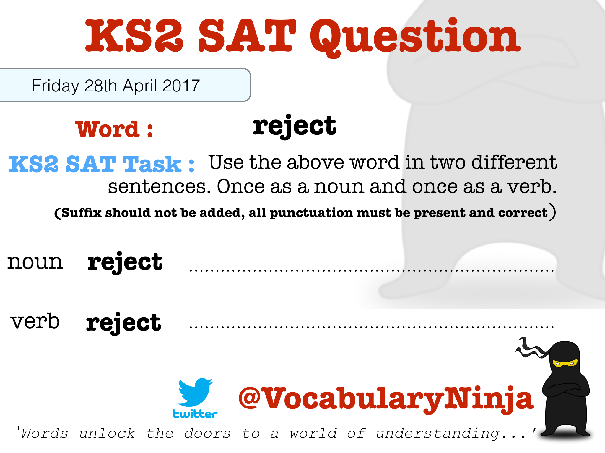 KS2 SATs Question – Vocabulary Ninja