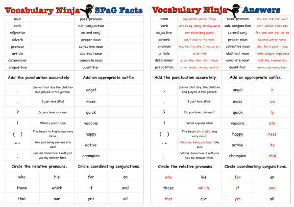 SPaG Facts – Vocabulary Ninja