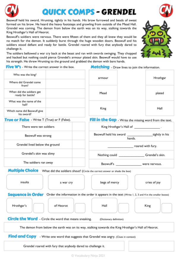 Quick Comprehension – Vocabulary Ninja
