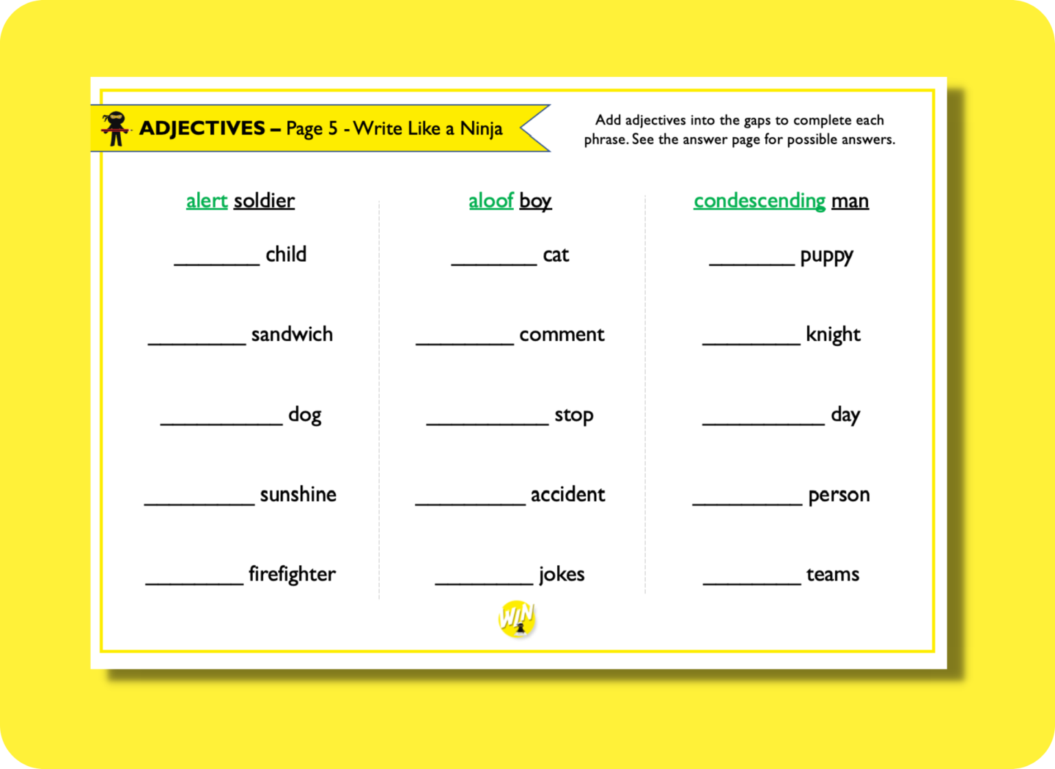 Write Like a Ninja – Teaching Super Bundle – Vocabulary Ninja