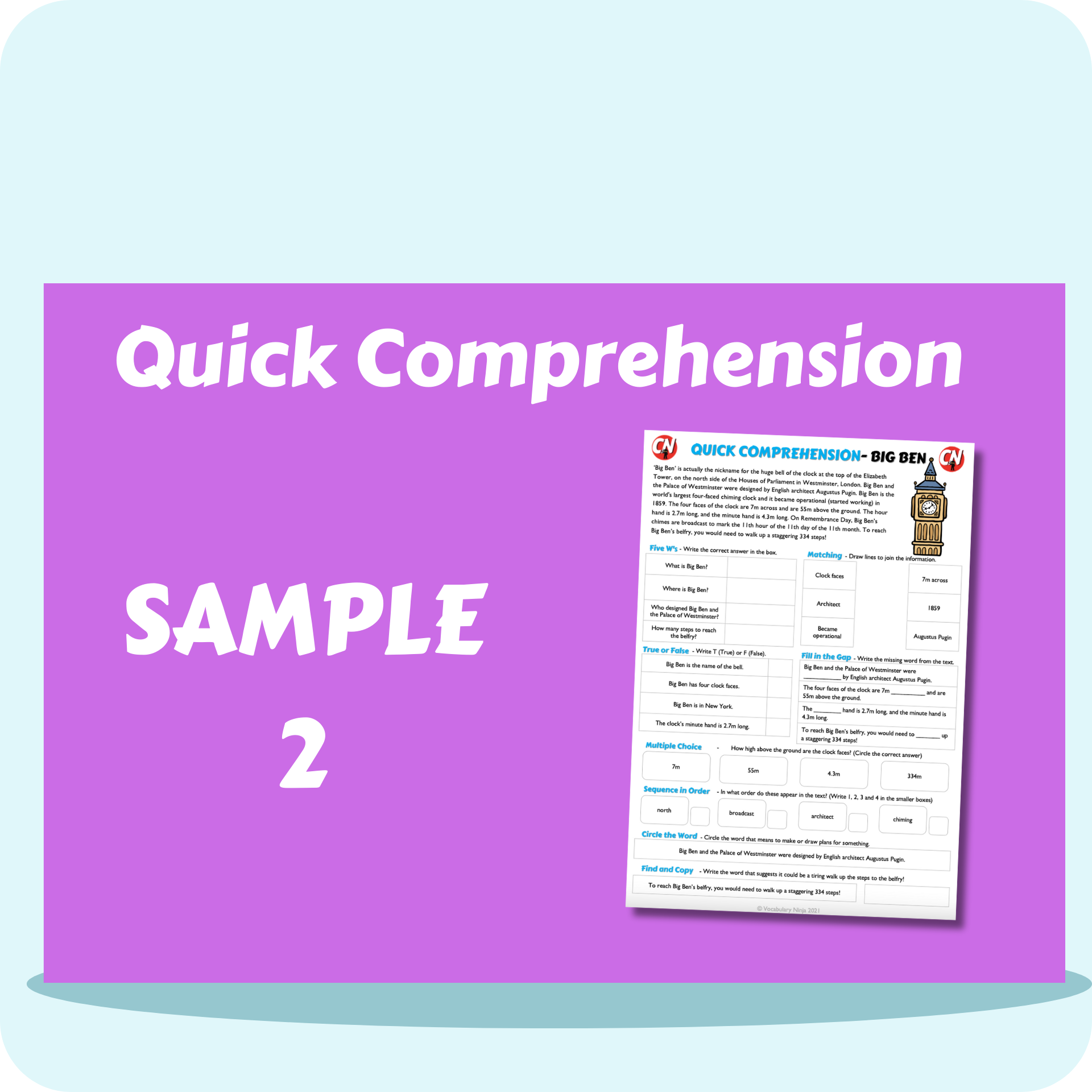 Quick Comprehension – Vocabulary Ninja