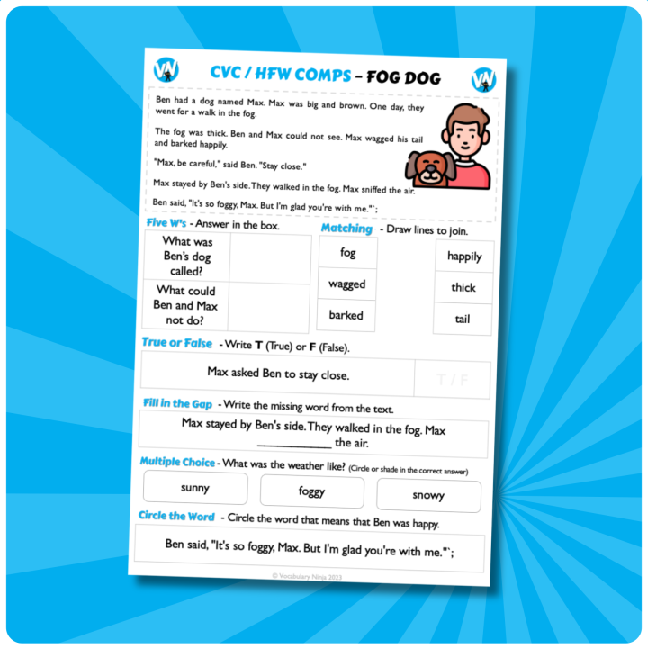 Fog Dog – CVC / HFW QC – Vocabulary Ninja
