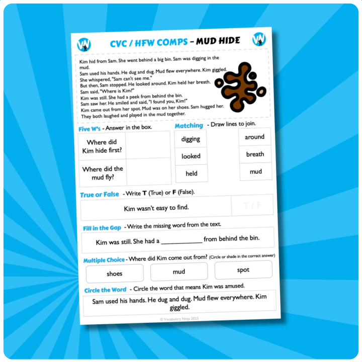 Mud Hide – CVC / HFW QC – Vocabulary Ninja