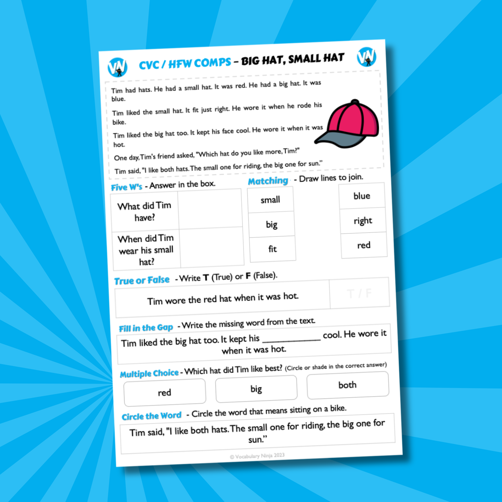 CVC / HFW Quick Comprehensions – Vocabulary Ninja