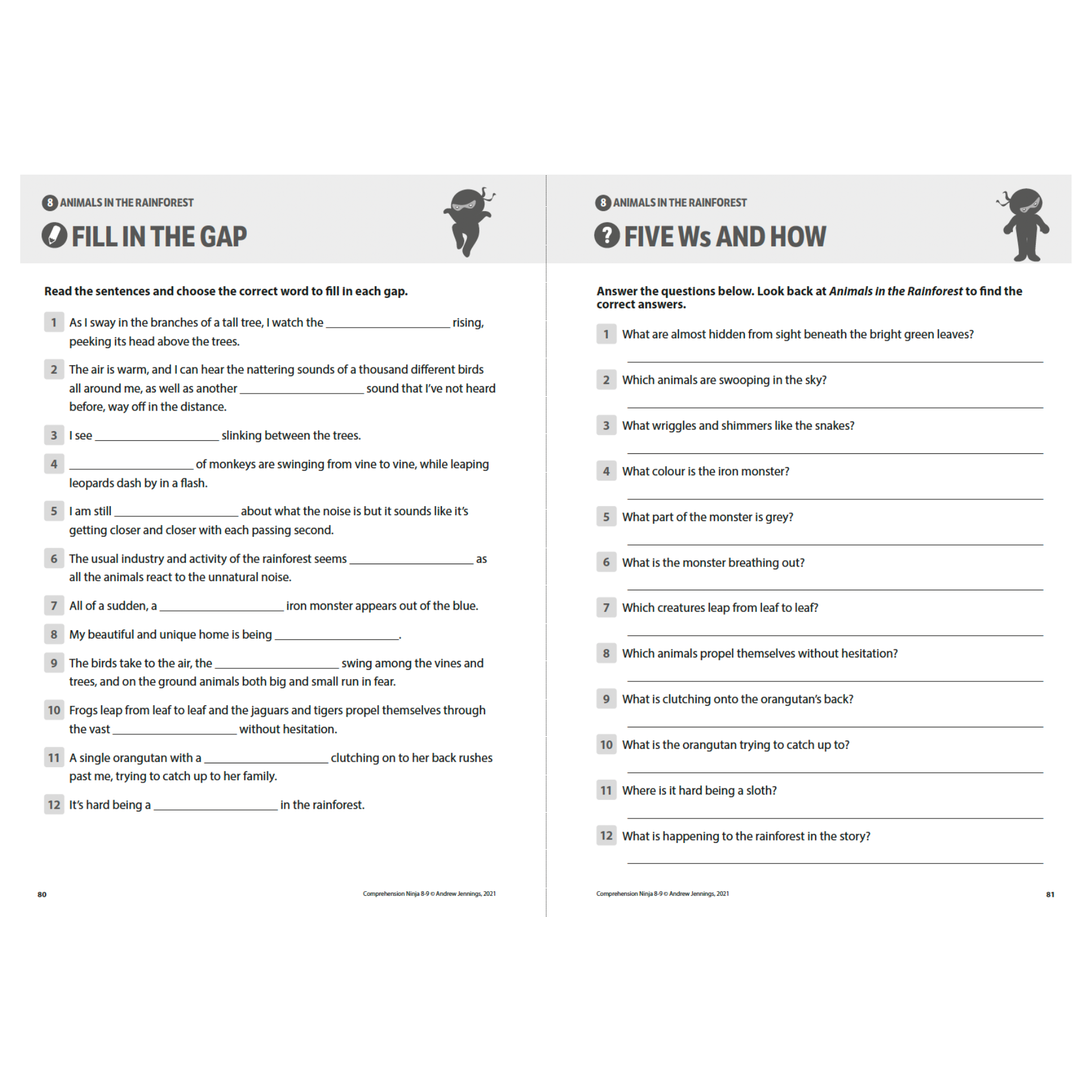 Comprehension Ninja – Fiction and Poetry Bundle – Vocabulary Ninja