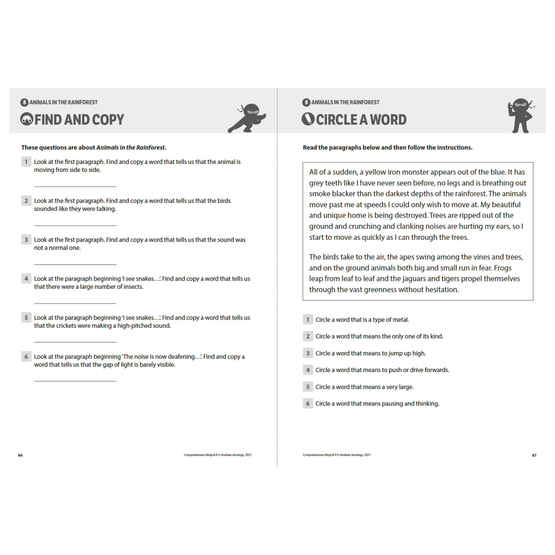 Comprehension Ninja – Fiction and Poetry Bundle – Vocabulary Ninja