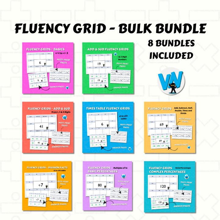 Fluency Grids Bulk Bundle (8 Packs) – Vocabulary Ninja