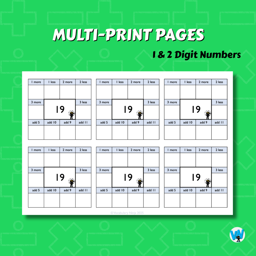 Fluency Grids – Add and Subtract 1 & 2 Digit – Vocabulary Ninja