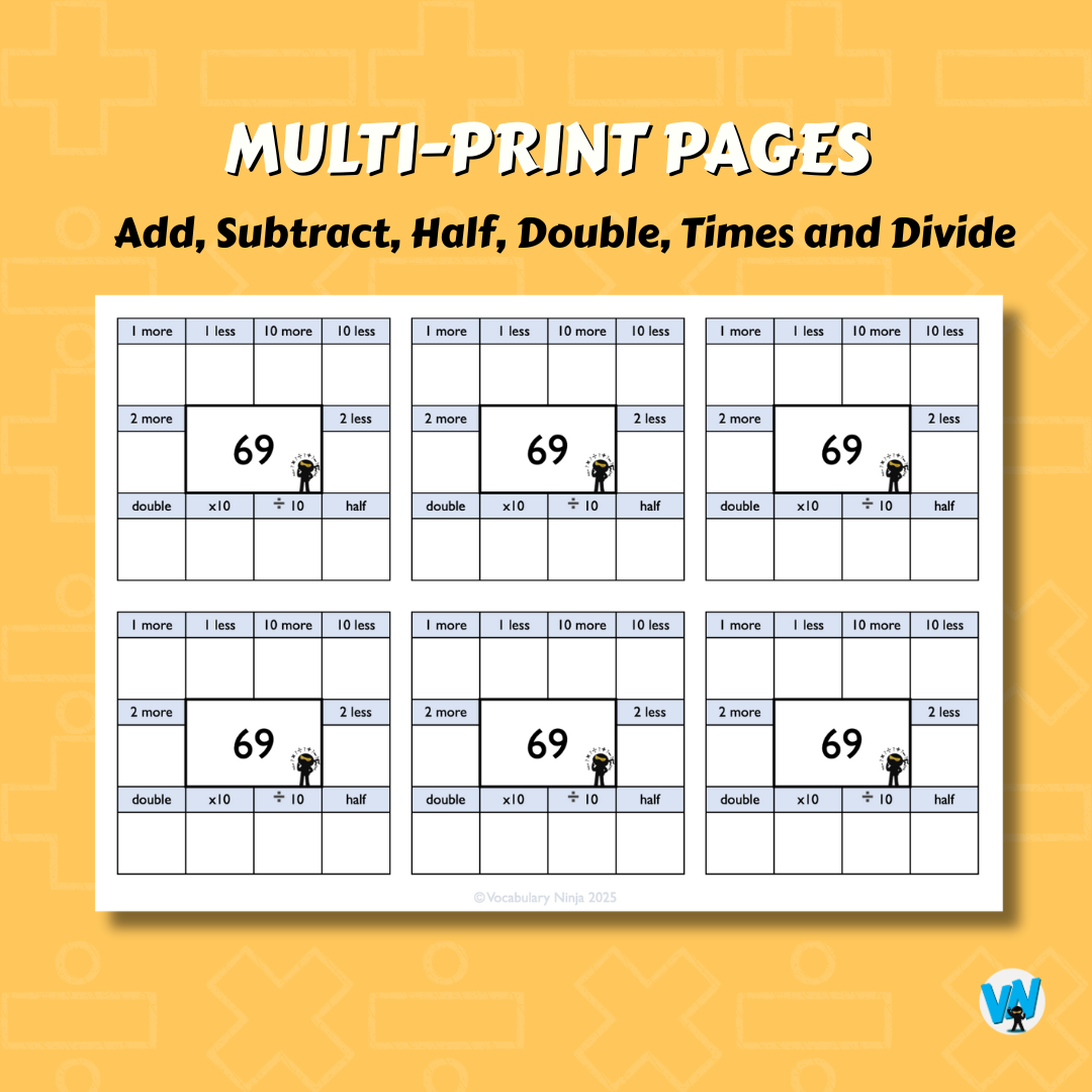 Fluency Grids – Add, Sub, Multiply, Double and Half – Vocabulary Ninja