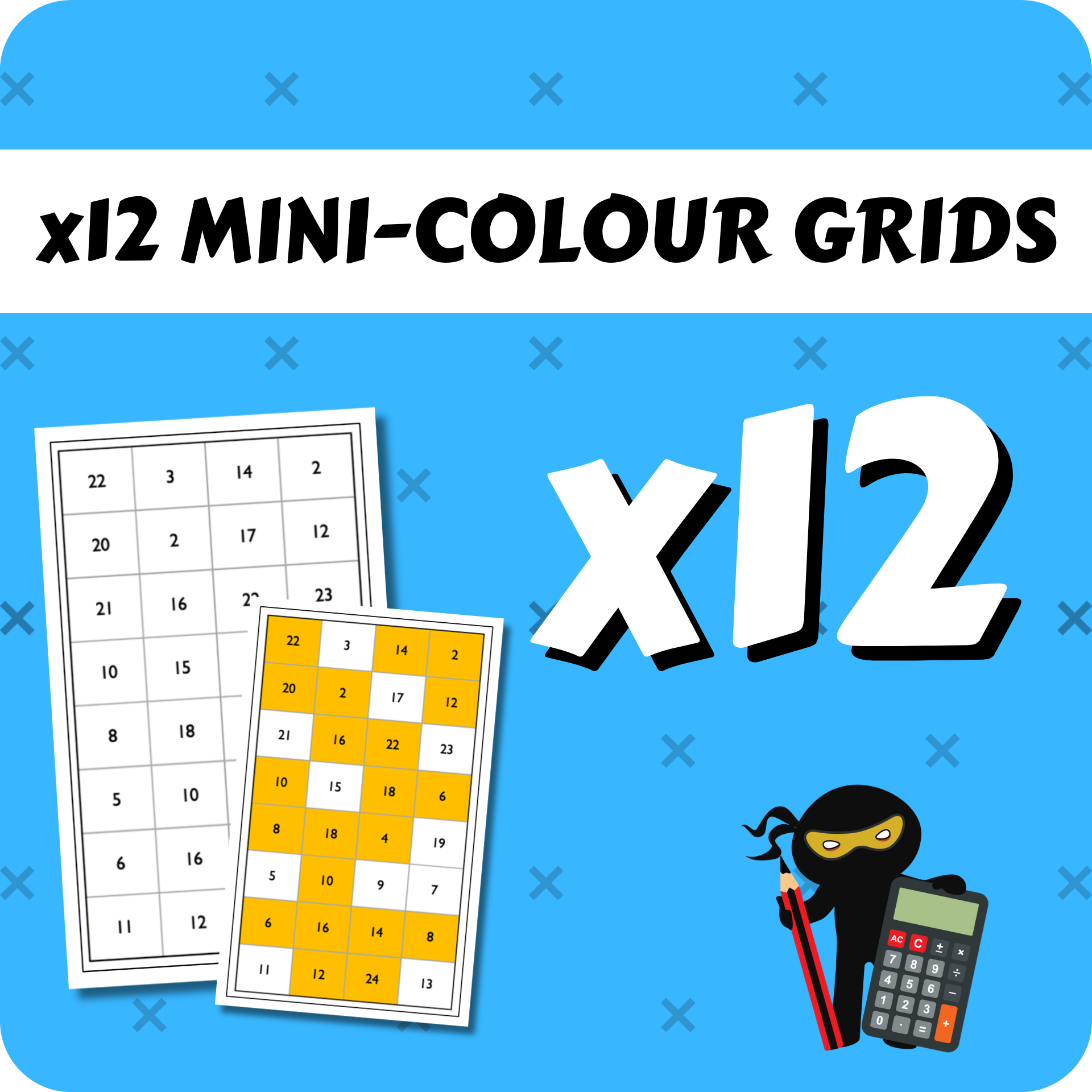 Times Table Mini-Colour Grids x12 – Vocabulary Ninja