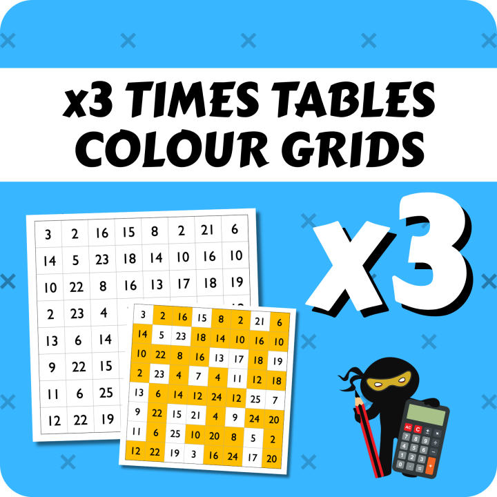 Times Table Colour Grids x3 – Vocabulary Ninja