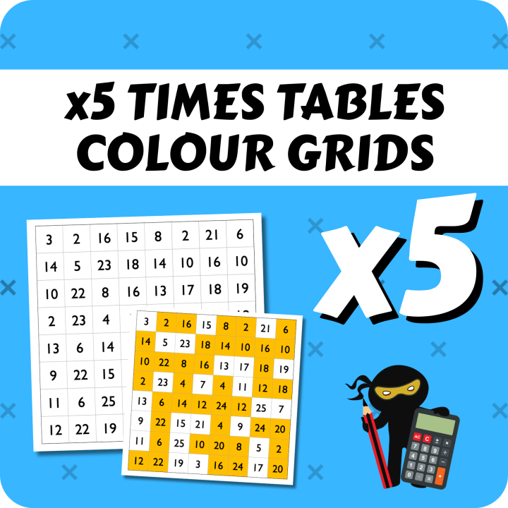 Times Table Colour Grids x5 – Vocabulary Ninja