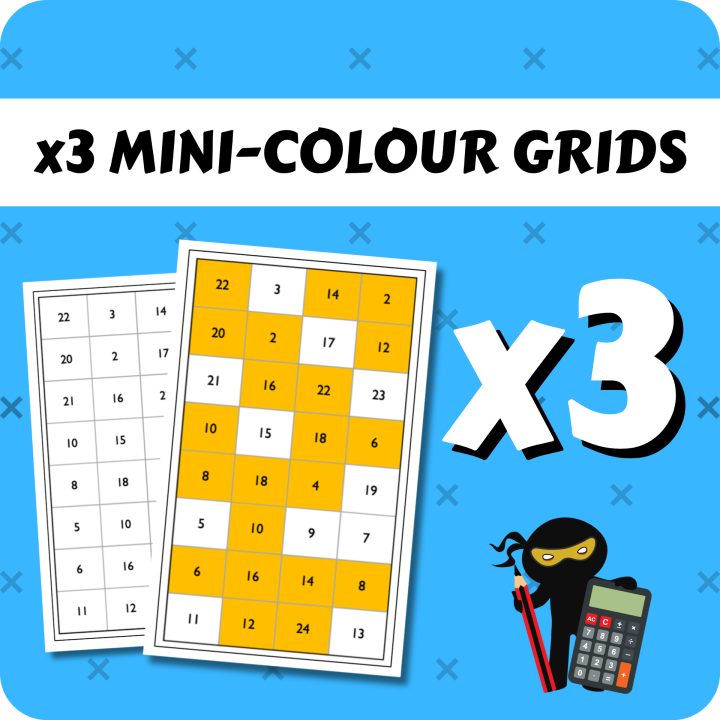 Times Table Mini-Colour Grids x3 – Vocabulary Ninja