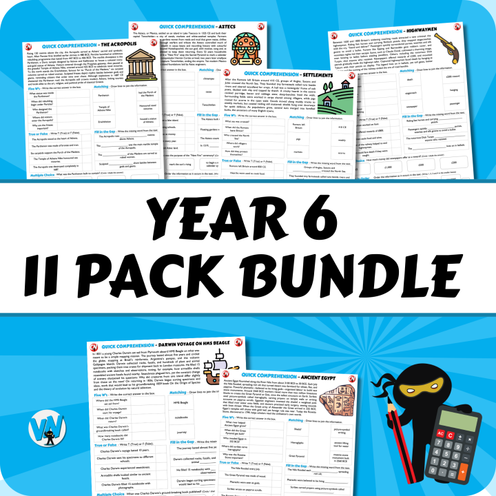 Quick Comprehension Topic Bundle – Y6 Bundle (11 packs) – Vocabulary Ninja