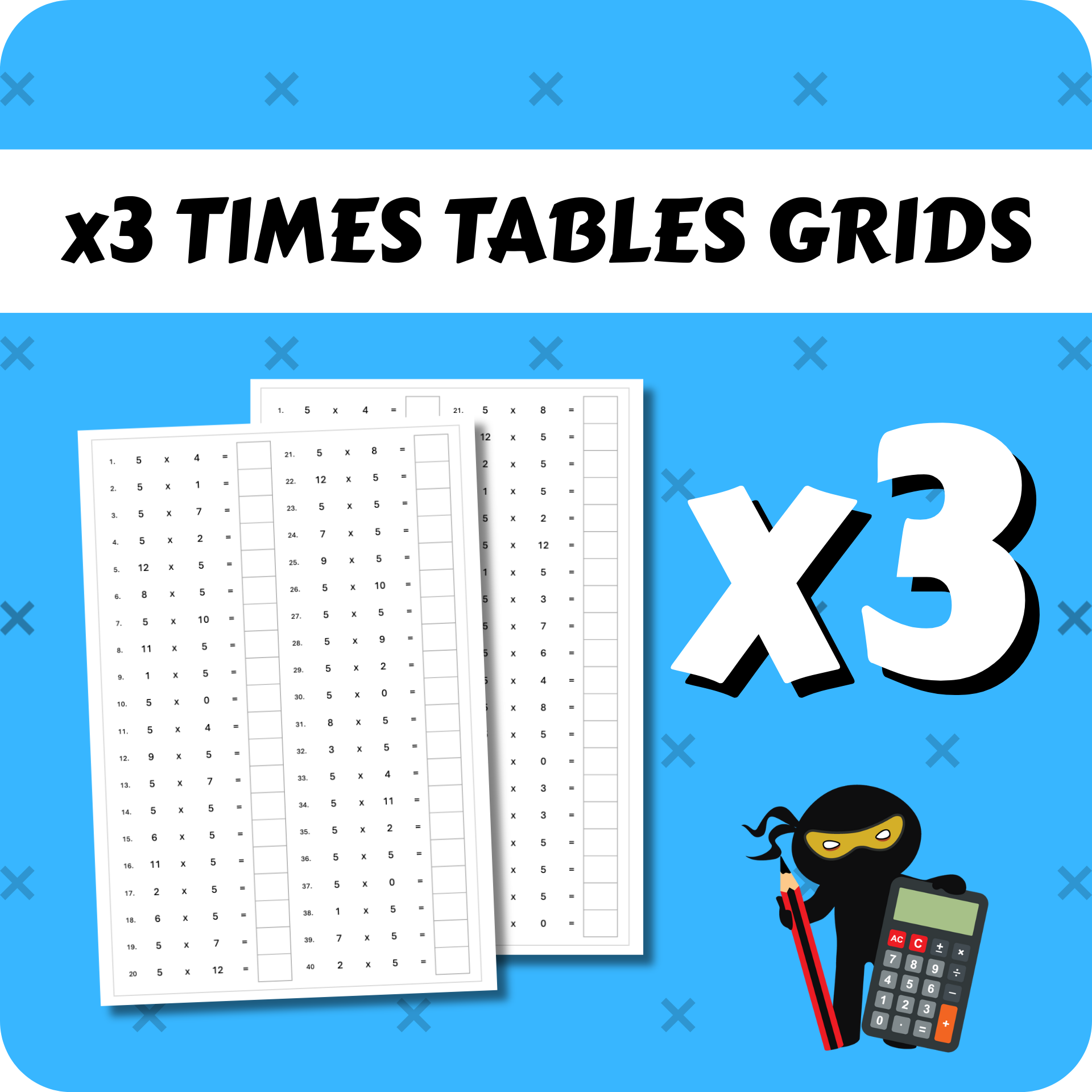 Times Table Grids x3 – Vocabulary Ninja