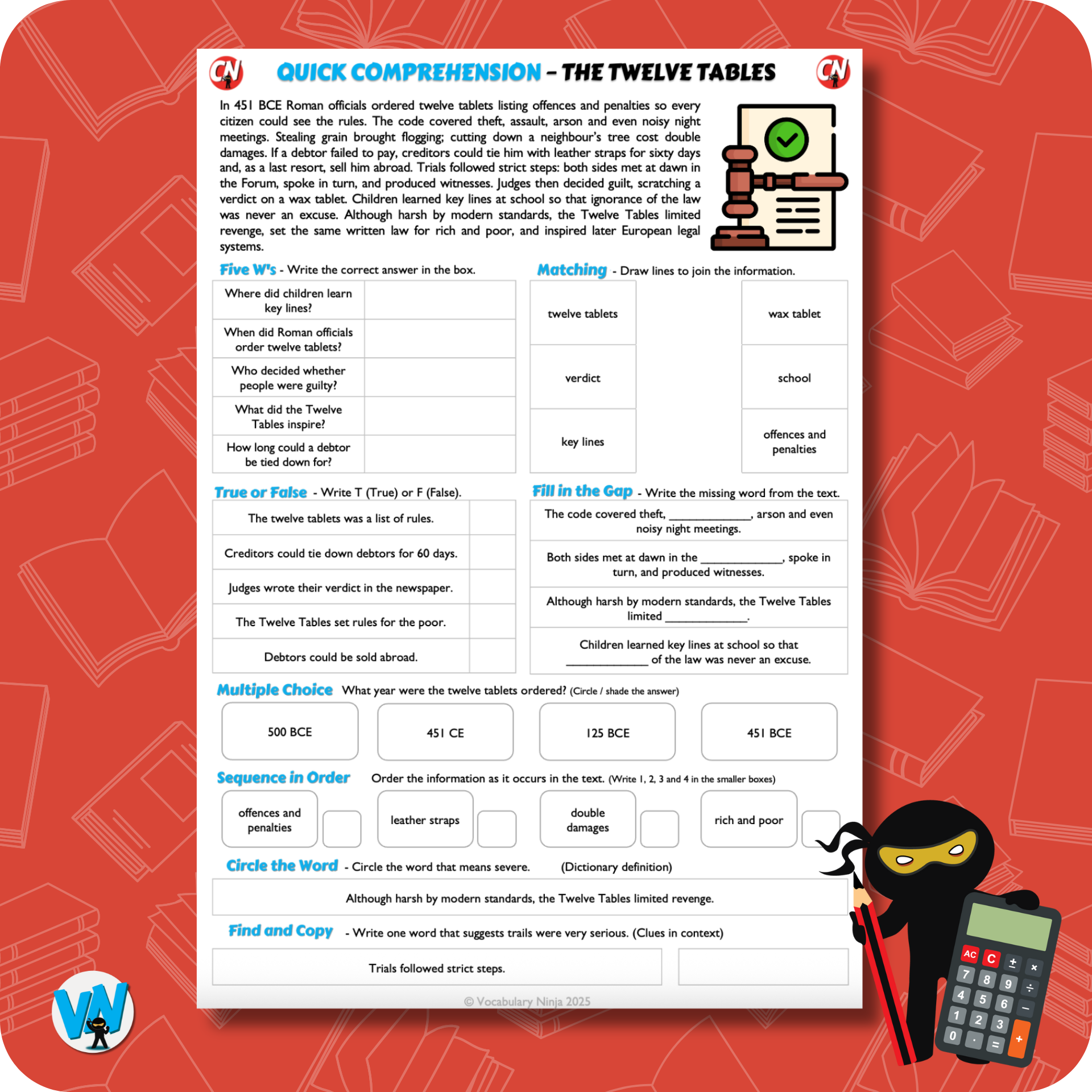 Quick Comprehension Topic Bundle – Y6 Crime and Punishment – Vocabulary ...