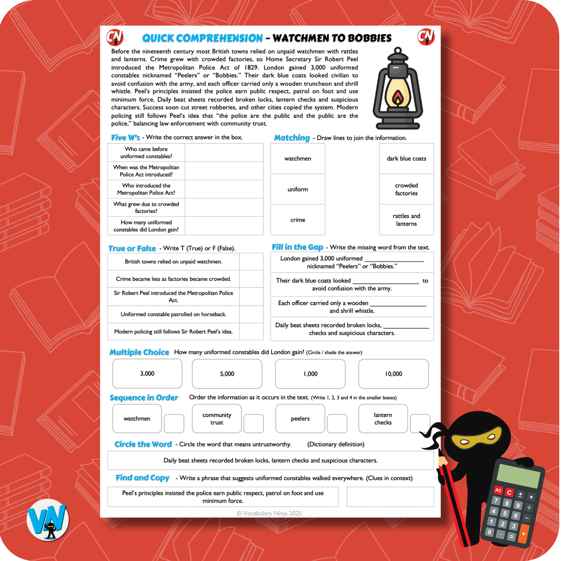 Quick Comprehension Topic Bundle – Y6 Crime and Punishment – Vocabulary ...