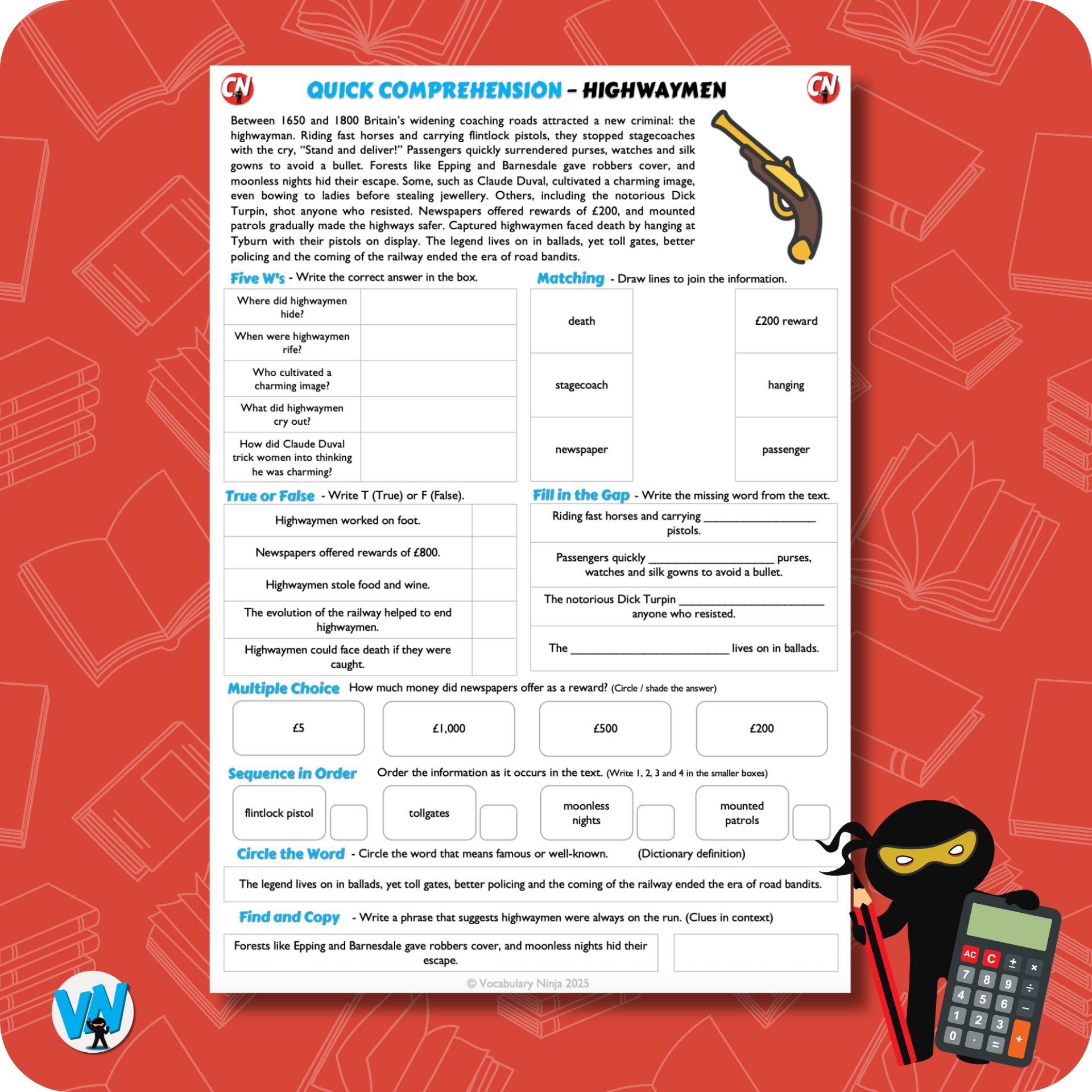 Quick Comprehension Topic Bundle – Y6 Crime and Punishment – Vocabulary ...