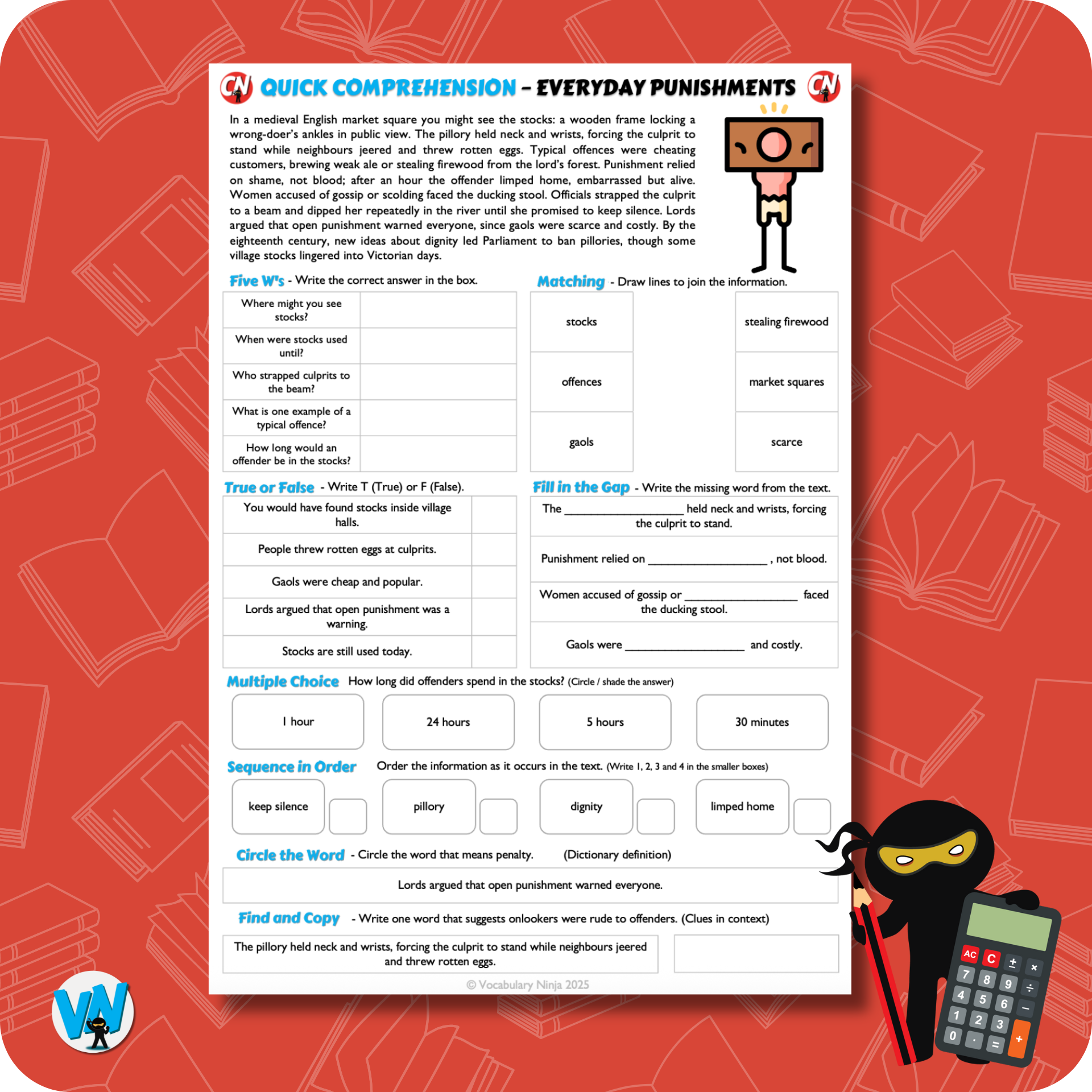 Quick Comprehension Topic Bundle – Y6 Crime and Punishment – Vocabulary ...