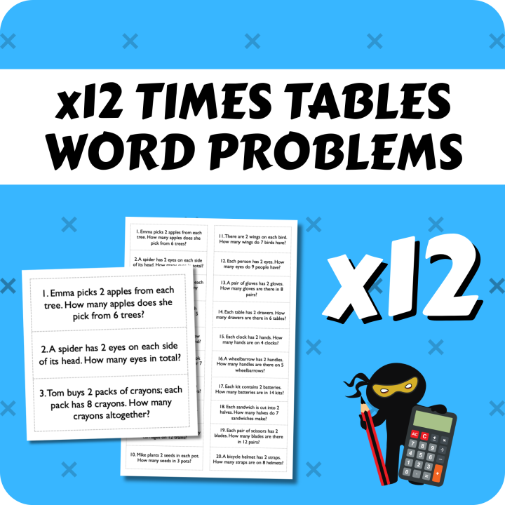 Times Table Word Problems x12 – Vocabulary Ninja