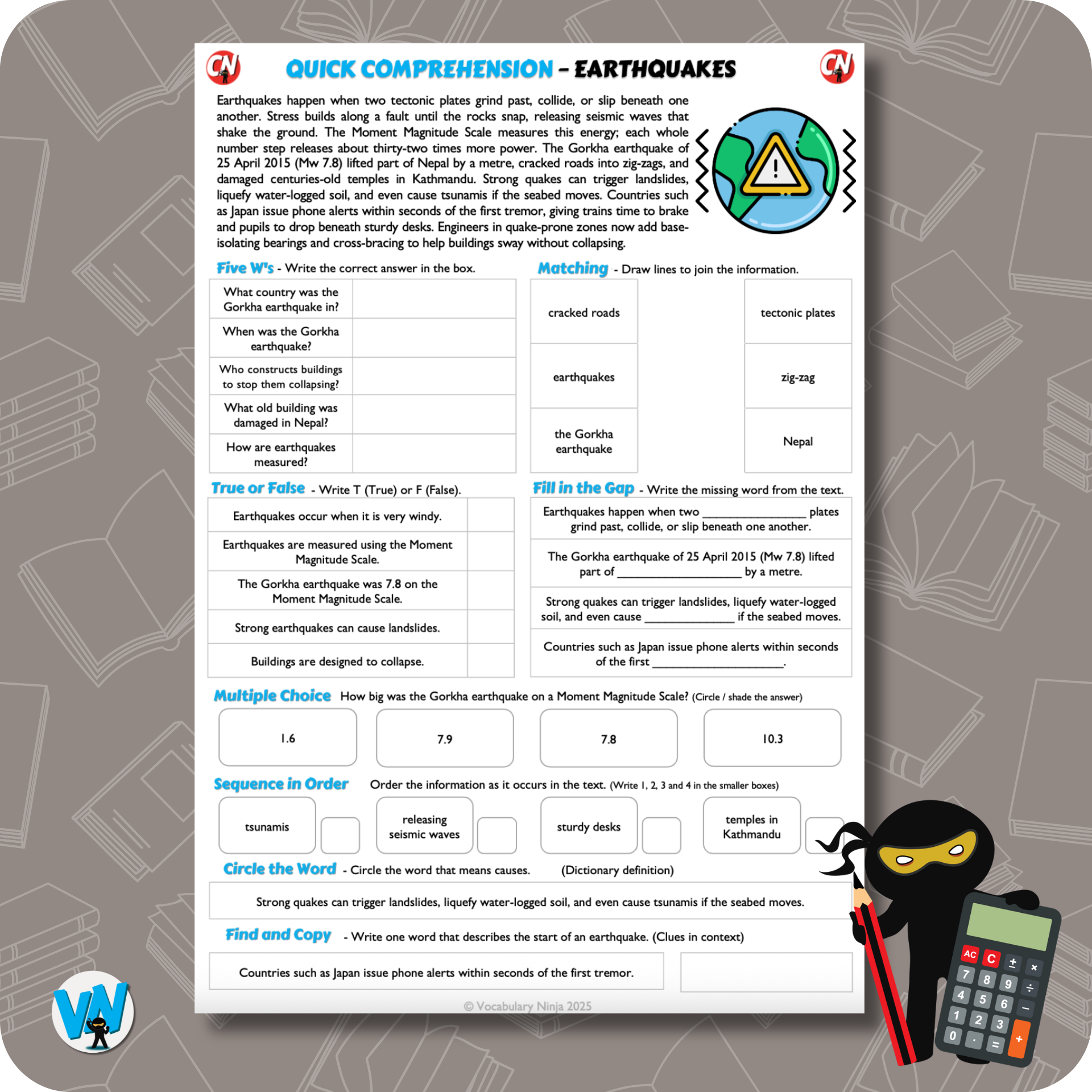 Quick Comprehension Topic Bundle – Y6 Extreme Weather – Vocabulary Ninja