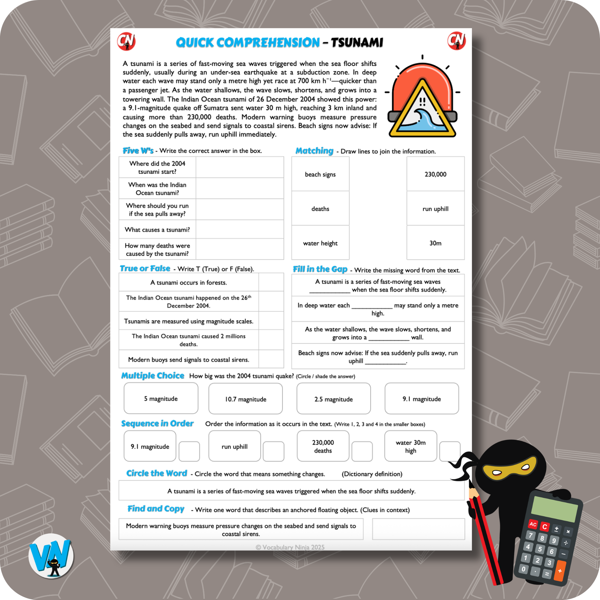 Quick Comprehension Topic Bundle – Y6 Extreme Weather – Vocabulary Ninja