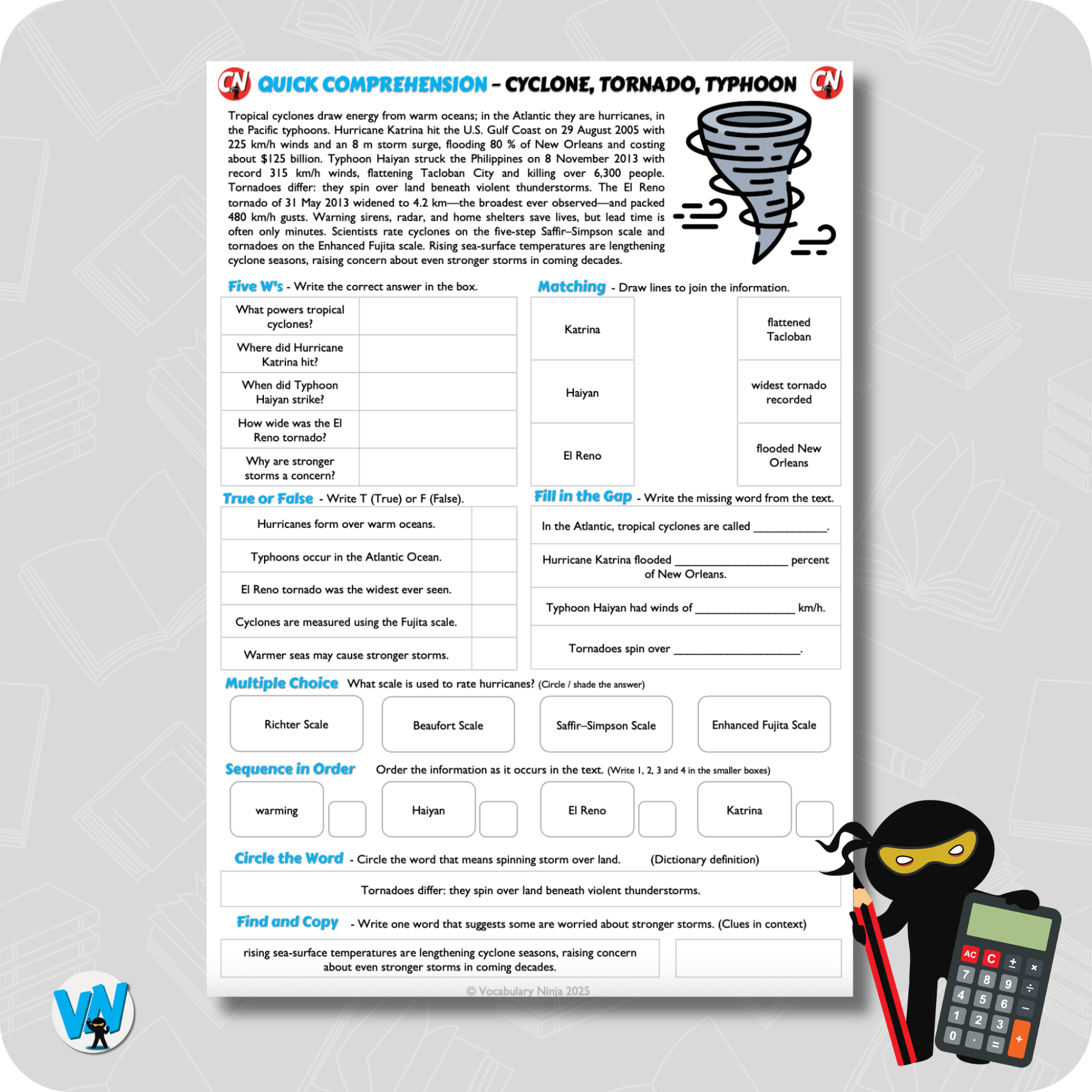 Quick Comprehension Topic Bundle – Y6 Extreme Weather Events ...
