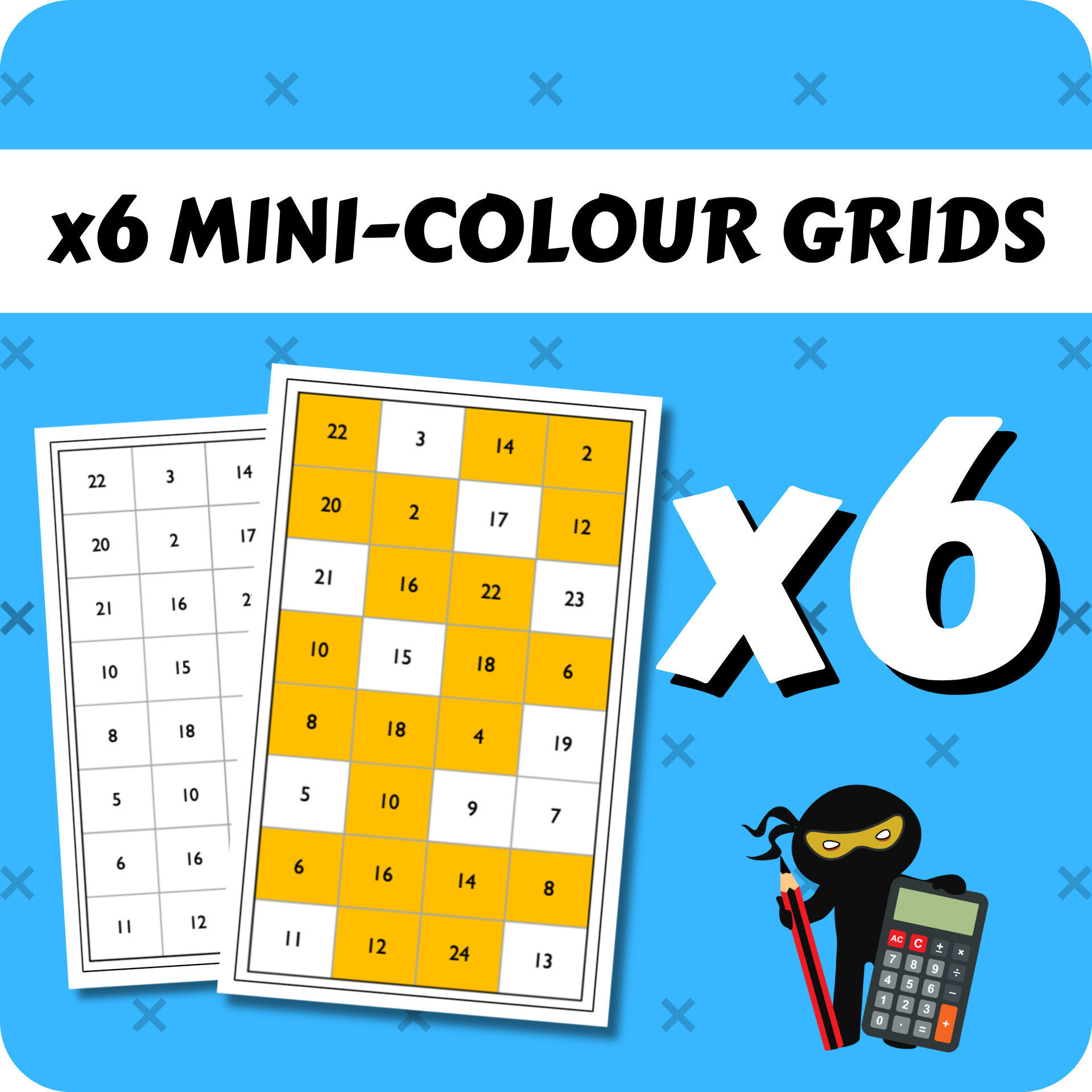 Times Table Mini-Colour Grids x6 – Vocabulary Ninja