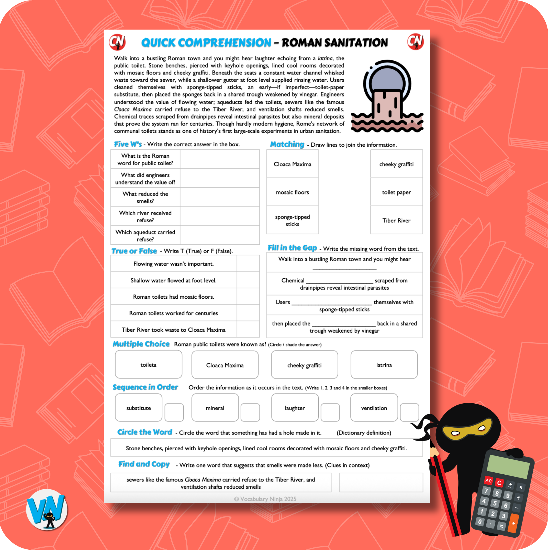 Quick Comprehension Topic Bundle – Y6 Romans – Vocabulary Ninja