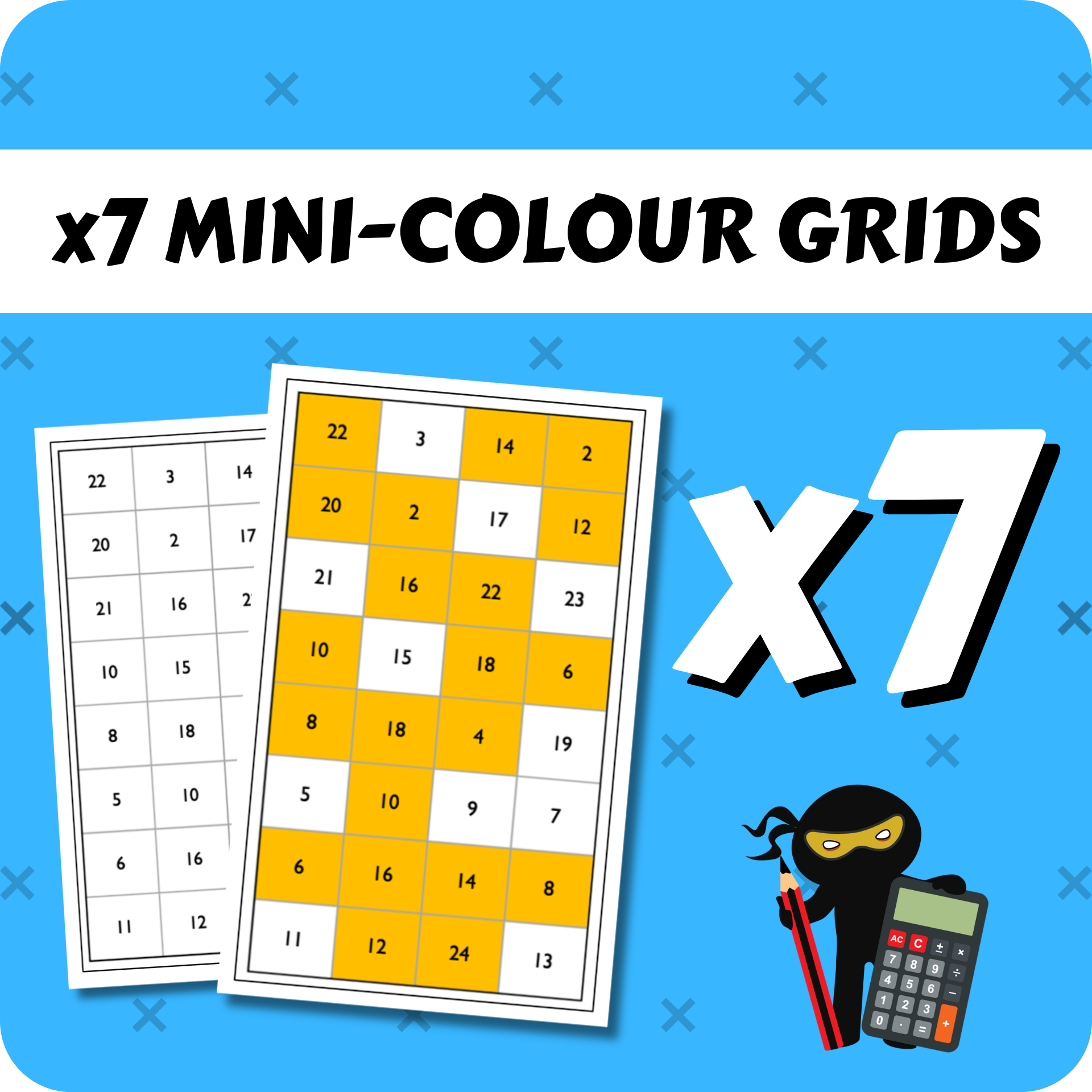 Times Table Mini-Colour Grids x7 – Vocabulary Ninja