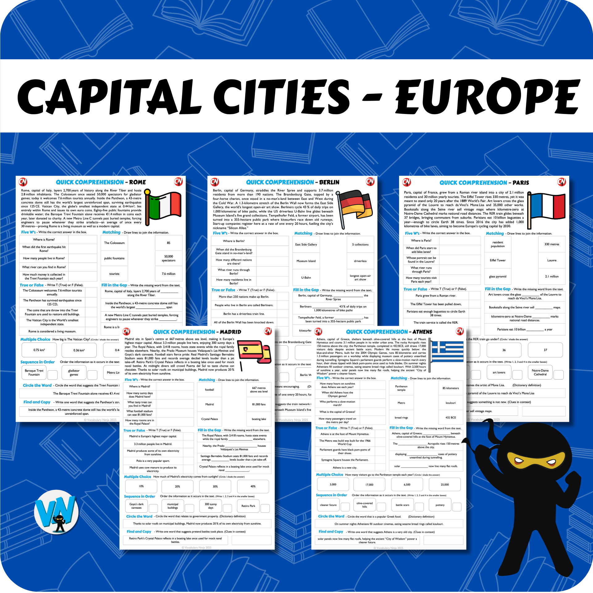 Quick Comprehension Topic Bundle – Y5 Bundle (10 packs) – Vocabulary Ninja