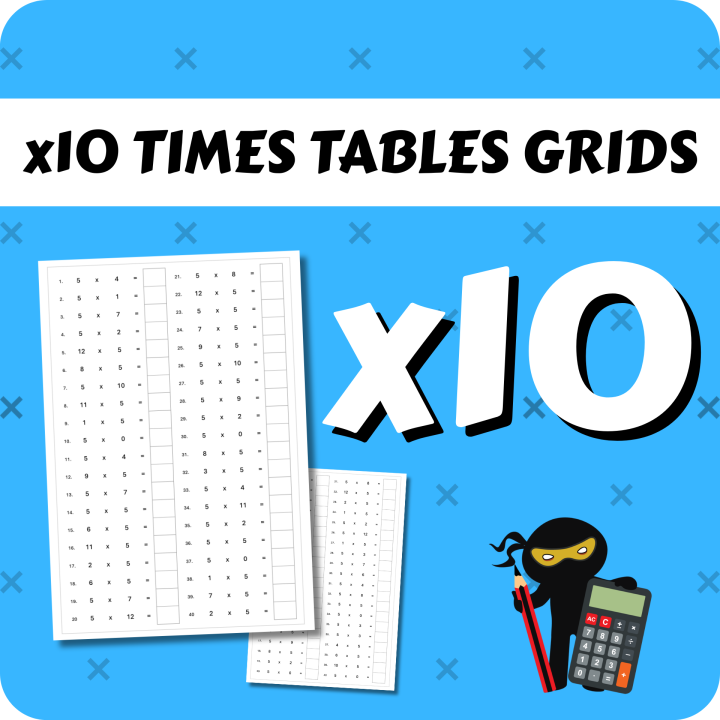 Times Table Grids x10 – Vocabulary Ninja