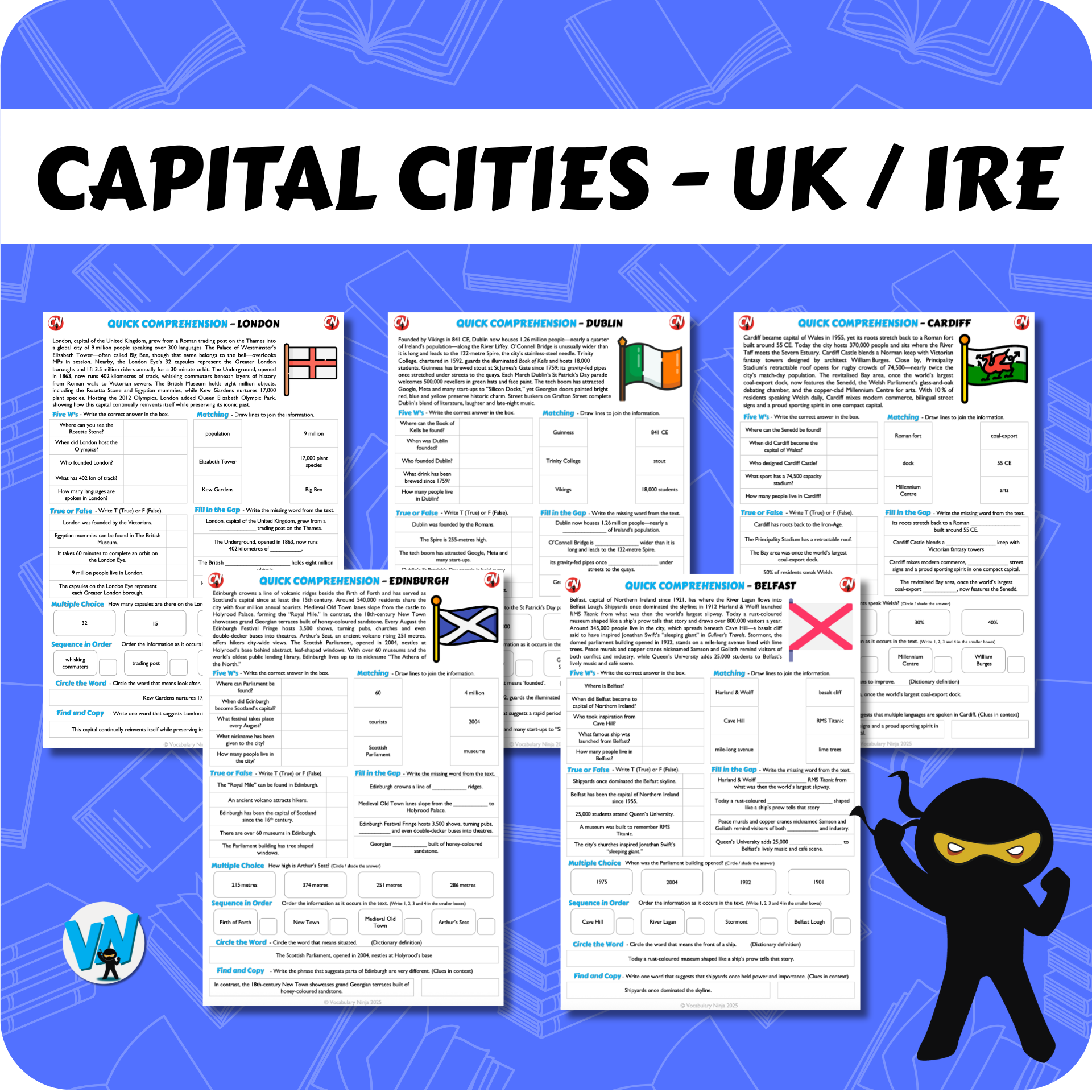 Quick Comprehension Topic Bundle – Y5 Bundle (10 packs) – Vocabulary Ninja