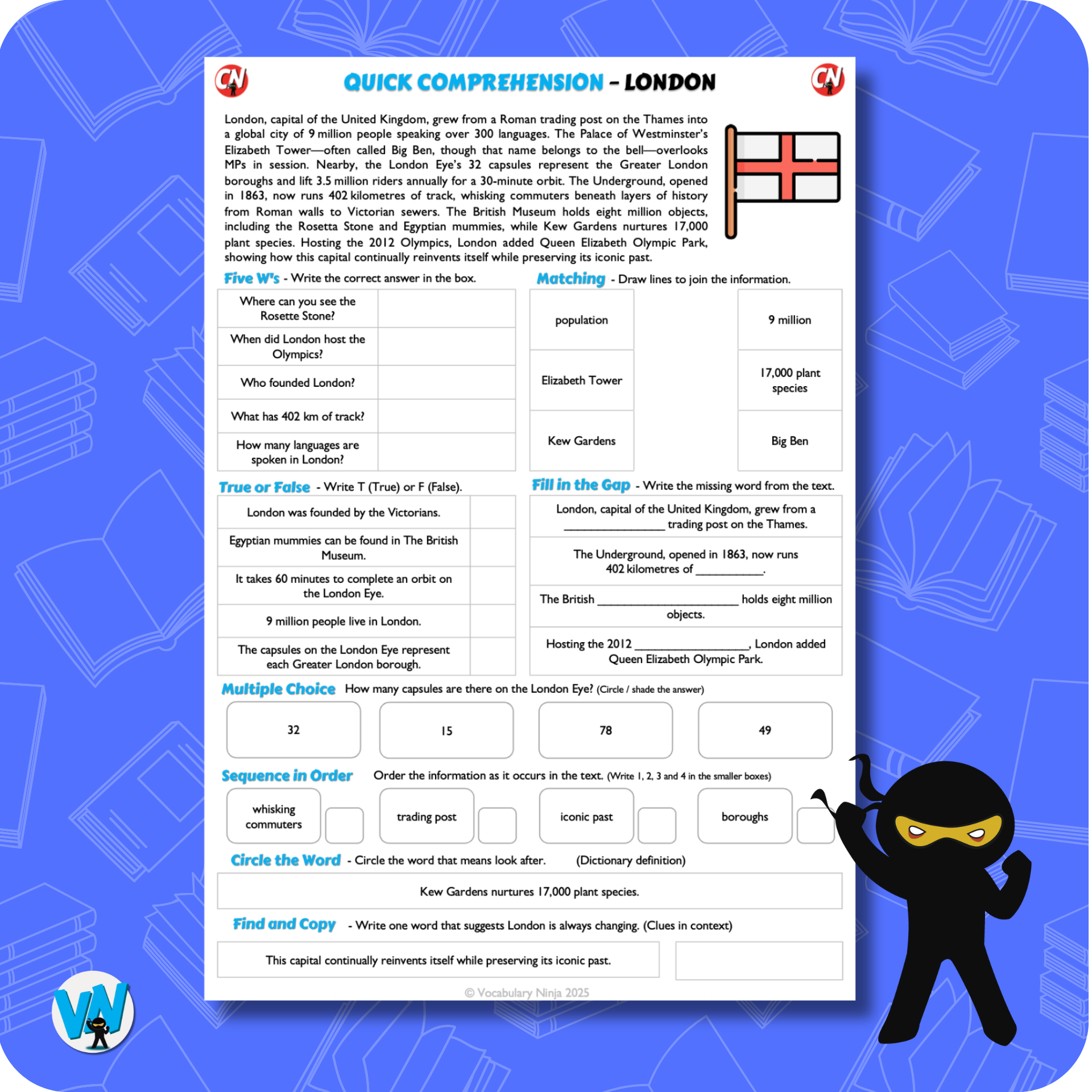 Quick Comprehension Topic Bundle – Y5 Capital Cities of UK & Ireland ...