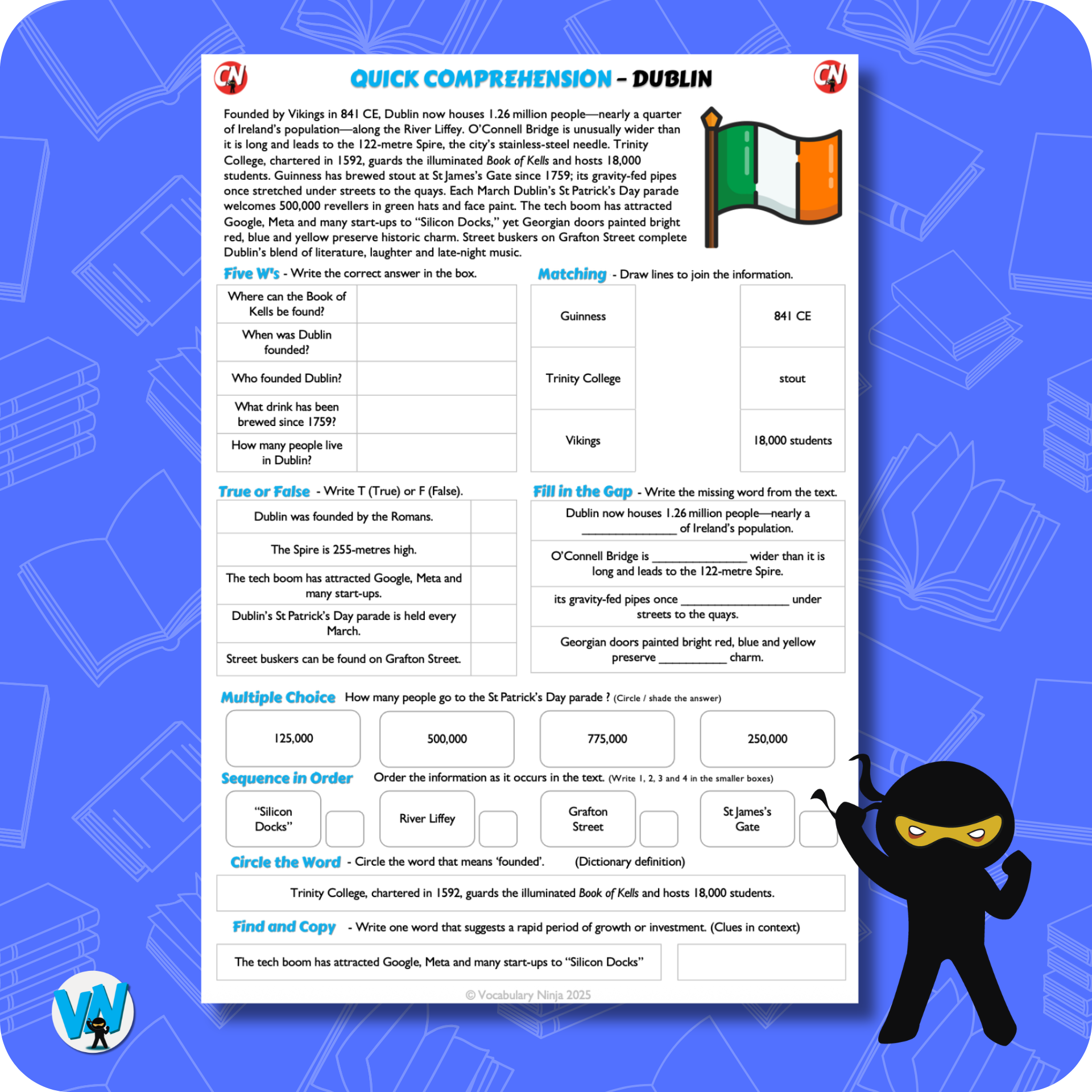 Quick Comprehension Topic Bundle – Y5 Capital Cities of UK & Ireland ...