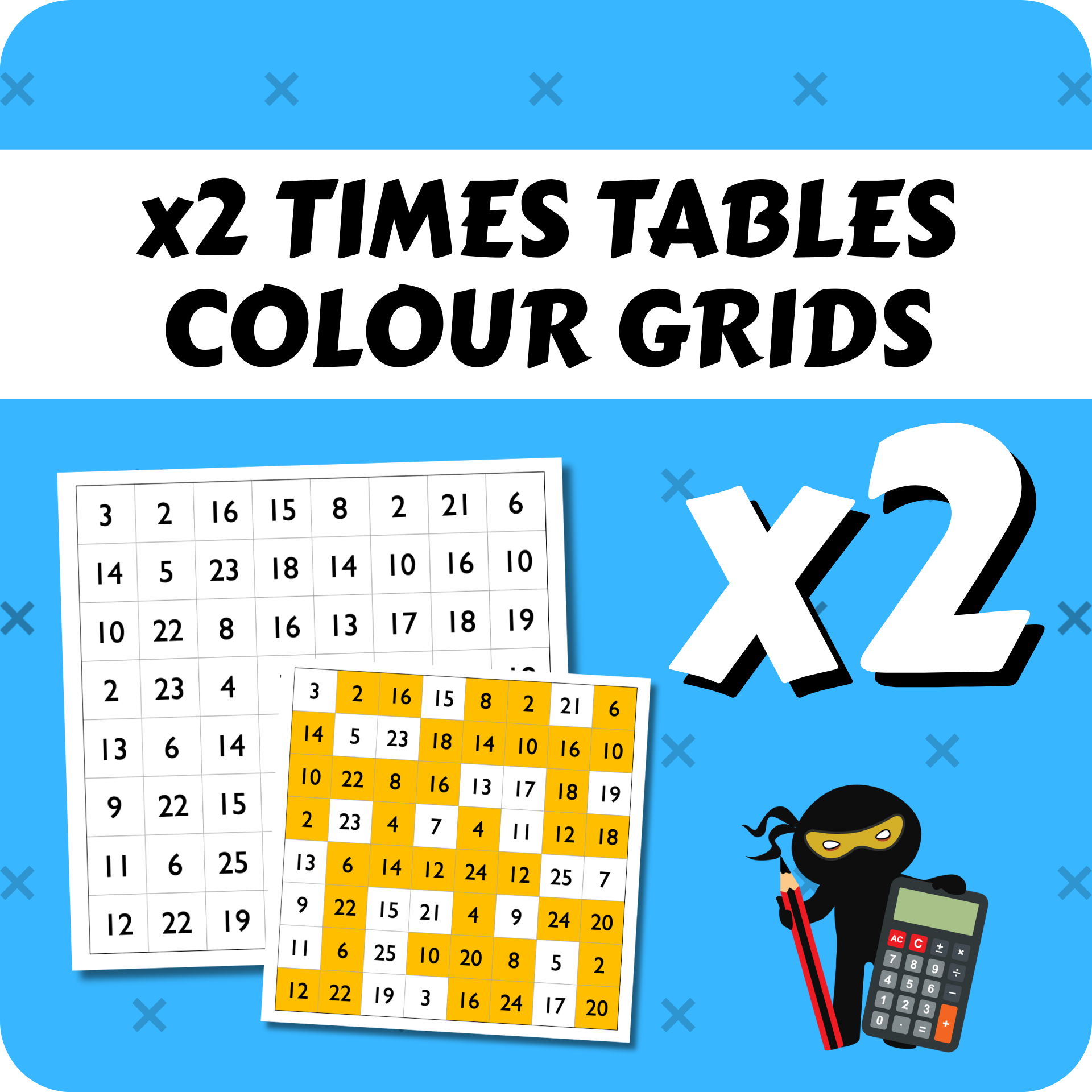 Times Table Colour Grids x2 – Vocabulary Ninja