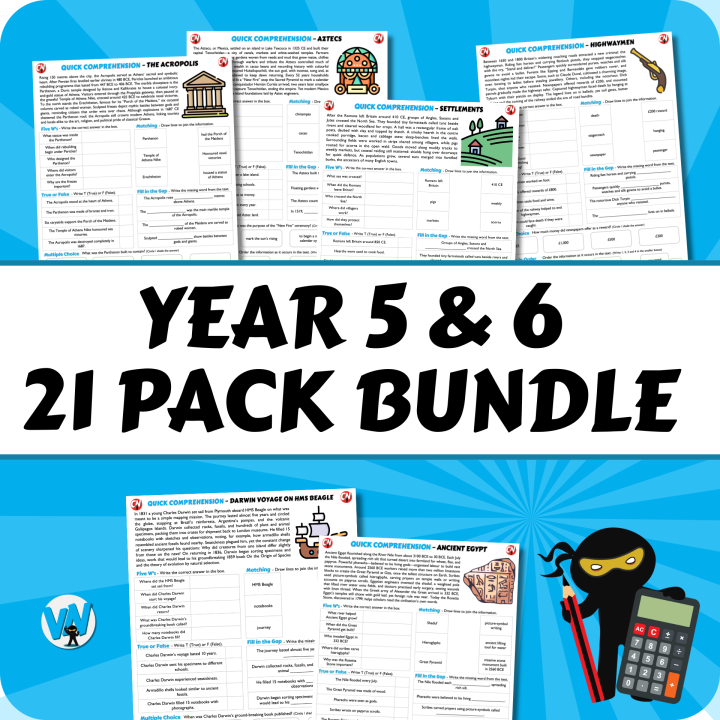 Quick Comprehension Topic Bundle – Y5 & 6 Bundle (21 packs ...