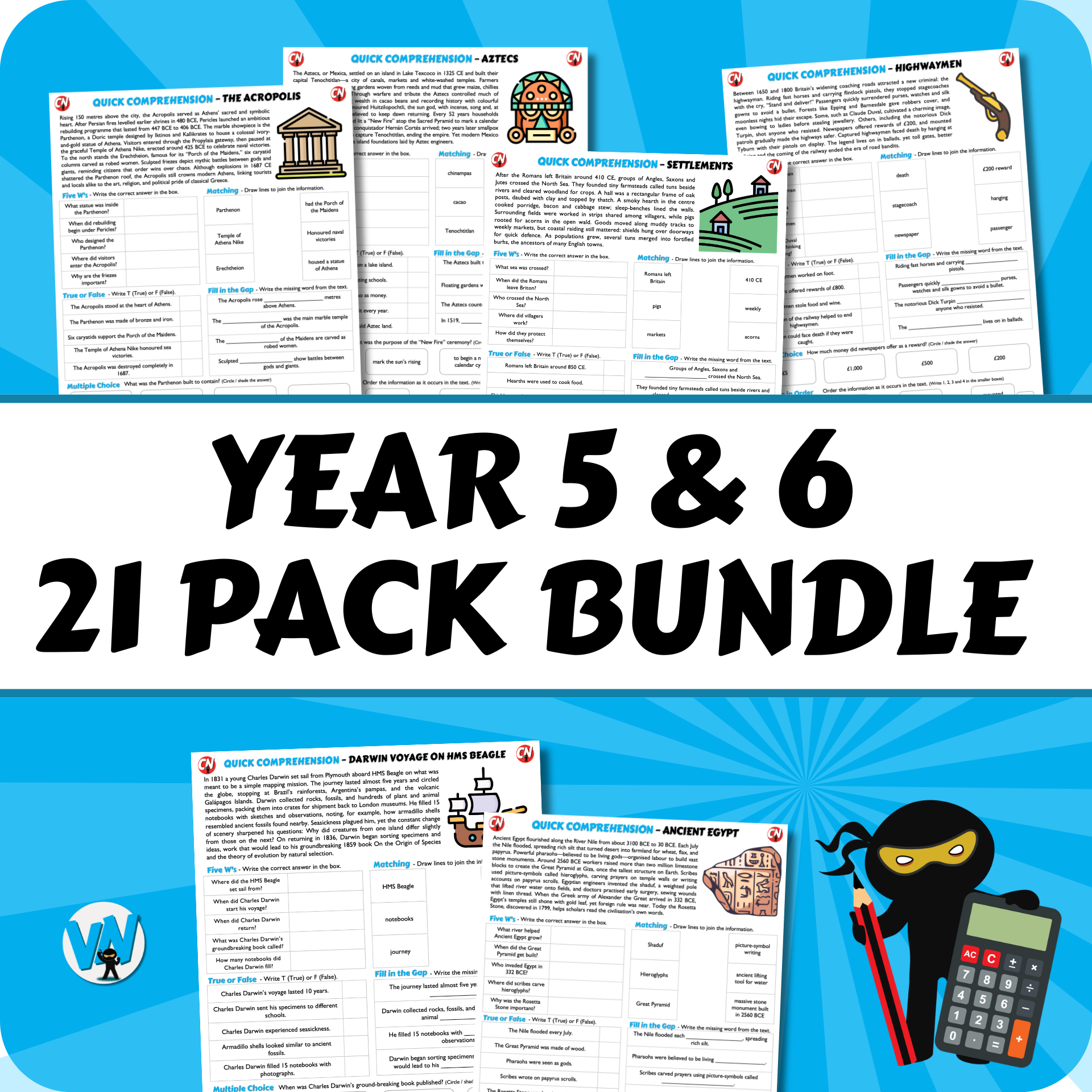 Quick Comprehension Topic Bundle – Y5 & 6 Bundle (21 packs ...