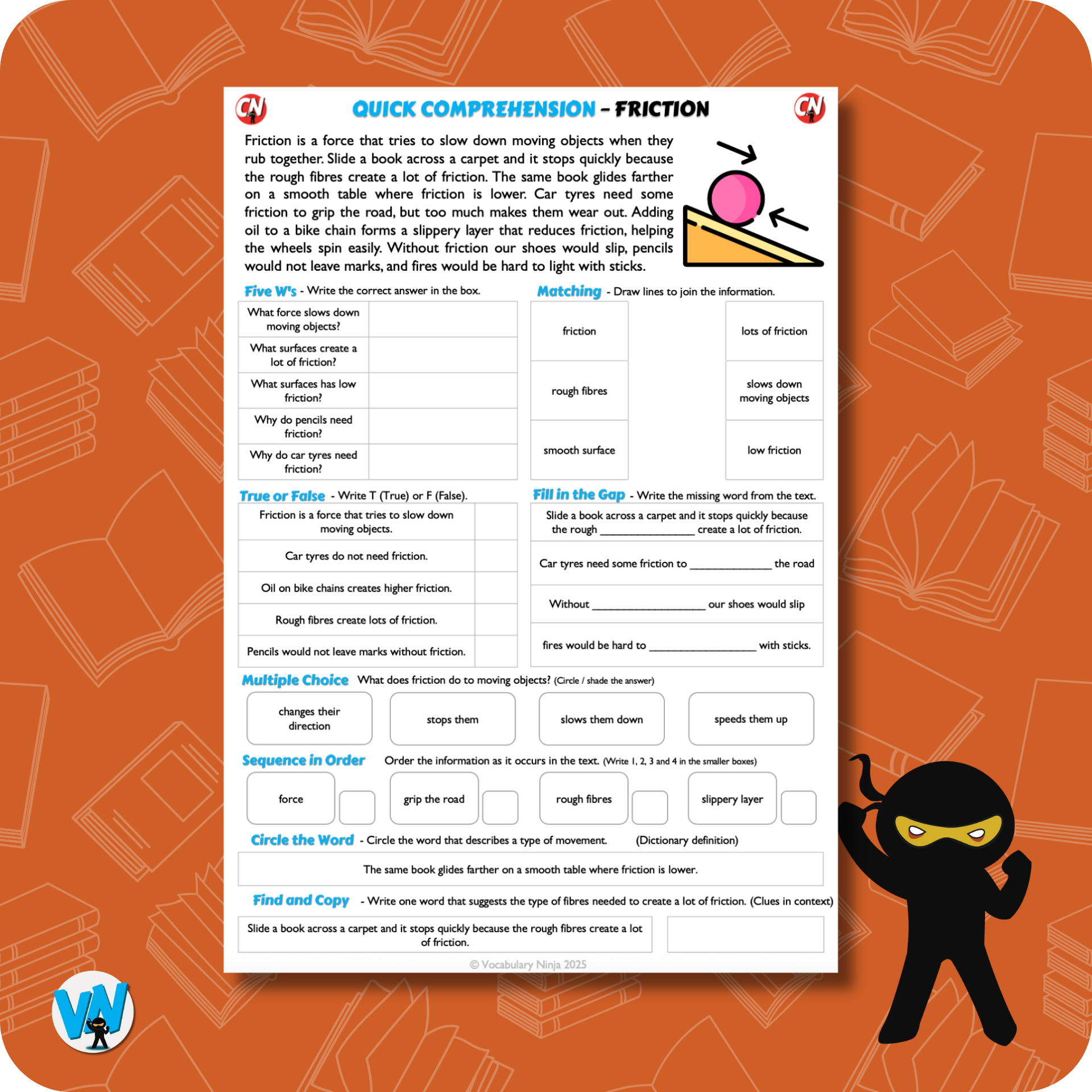Quick Comprehension Topic Bundle – Y3 Forces and Magnets – Vocabulary Ninja