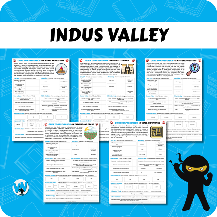 Quick Comprehension Topic Bundle – Y3 Indus Valley – Vocabulary Ninja