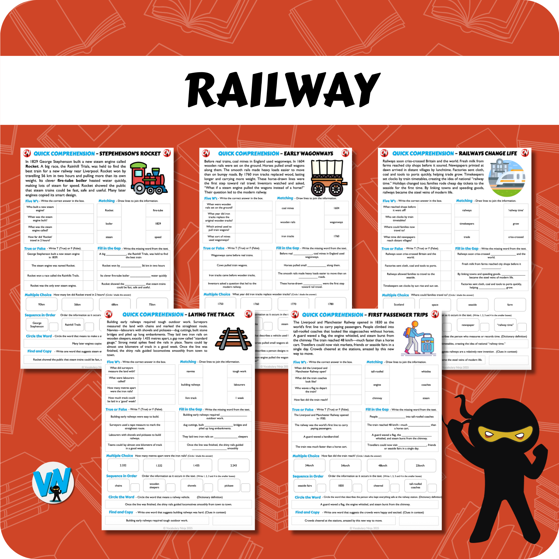 Quick Comprehension Topic Bundle – Y3 Bundle (10 packs) – Vocabulary Ninja