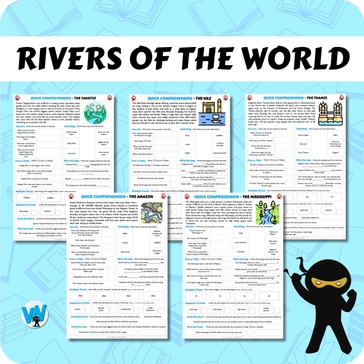 Quick Comprehension Topic Bundle – Y3 Rivers of the World – Vocabulary ...