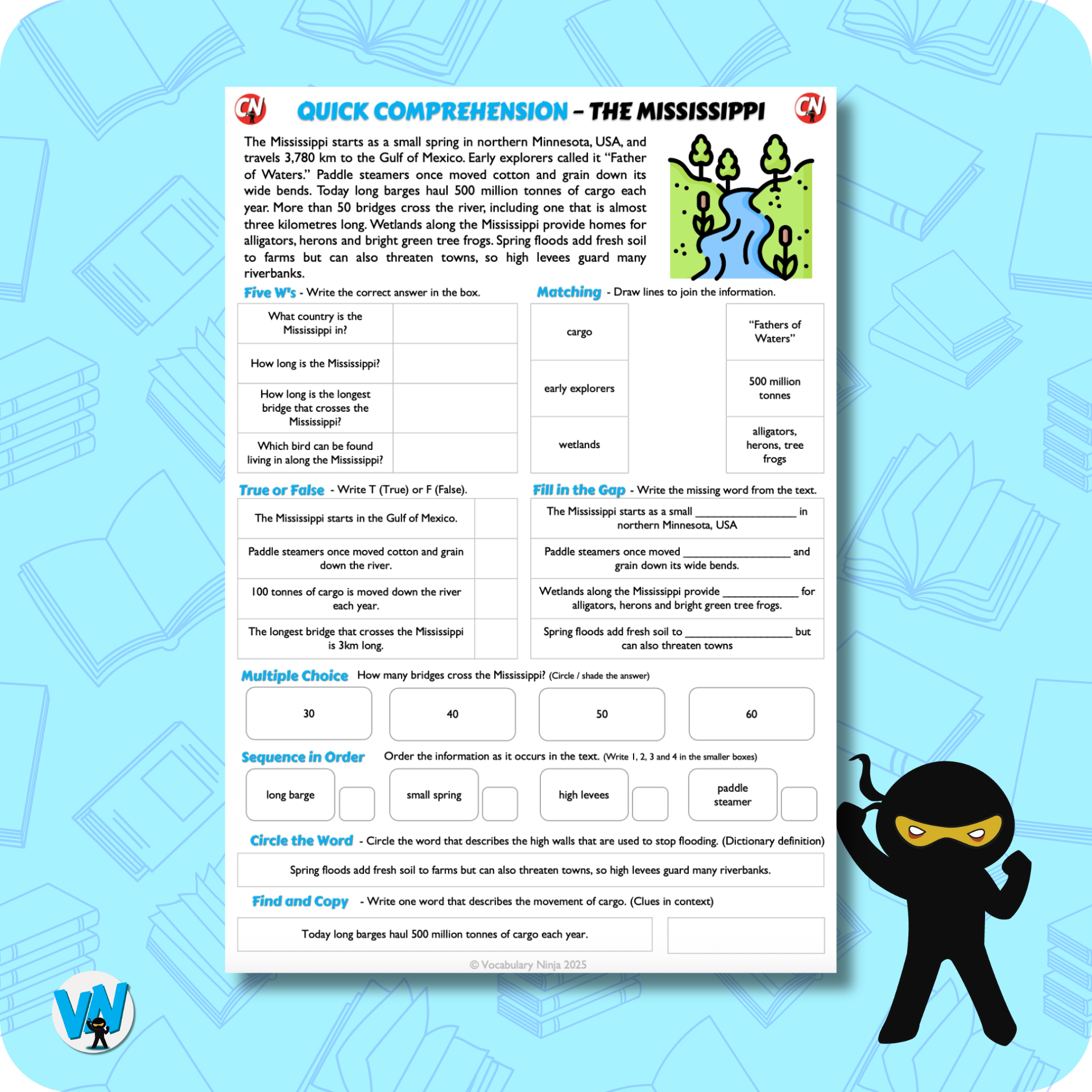 Quick Comprehension Topic Bundle – Y3 Rivers of the World – Vocabulary ...