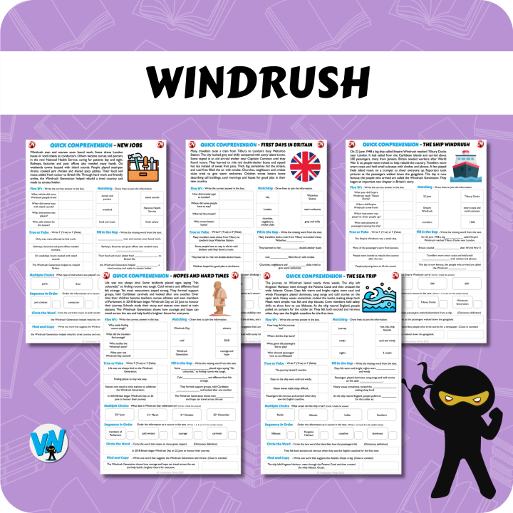 Quick Comprehension Topic Bundle – Y3 Windrush – Vocabulary Ninja