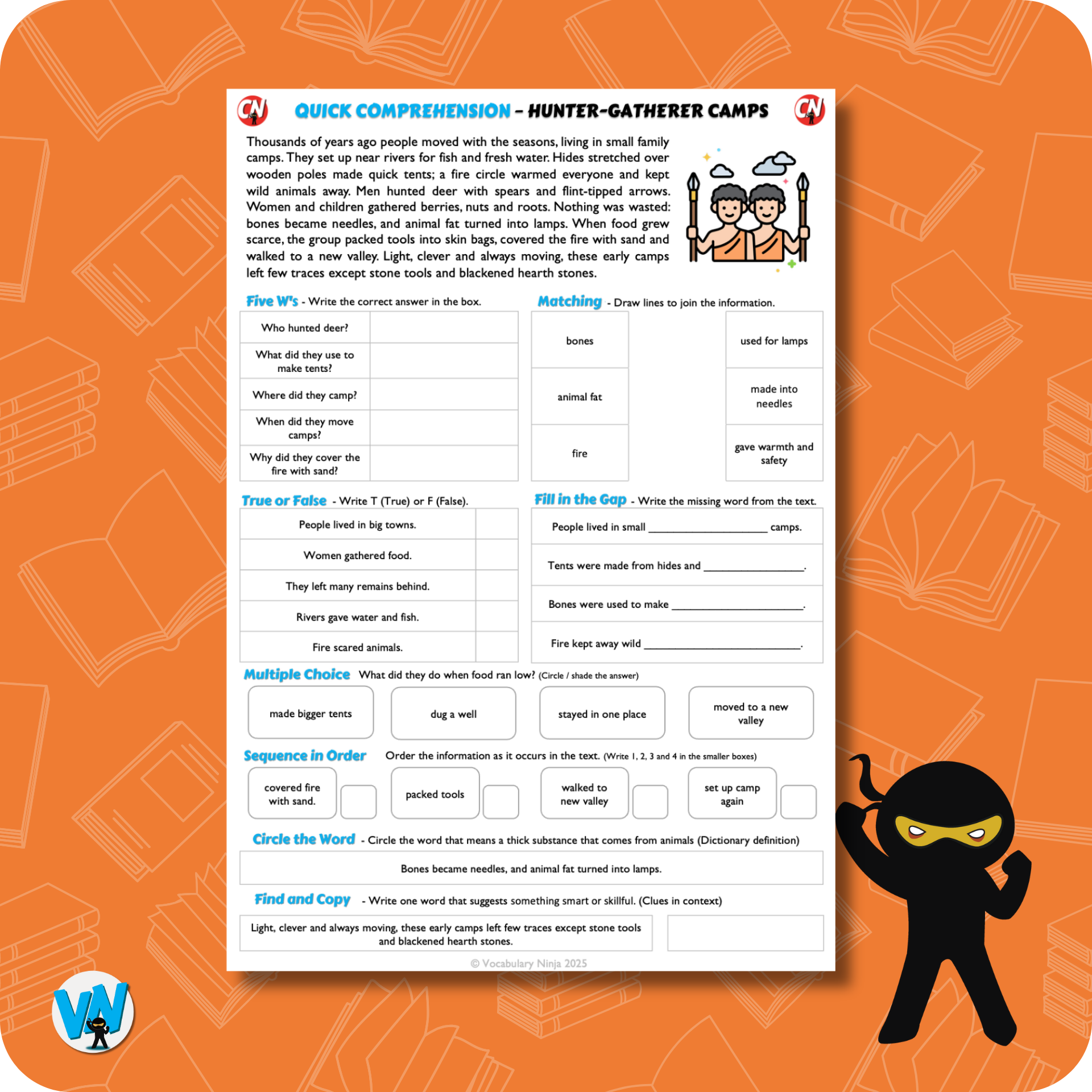 Quick Comprehension Topic Bundle – Y4 Early Settlements – Vocabulary Ninja
