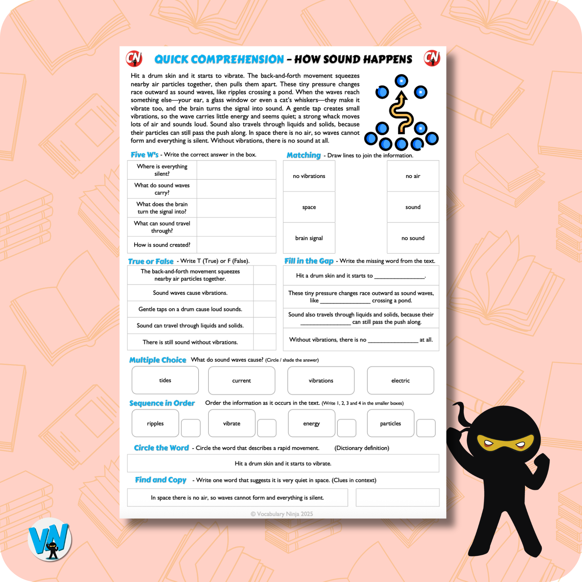 Quick Comprehension Topic Bundle – Y4 Sound – Vocabulary Ninja