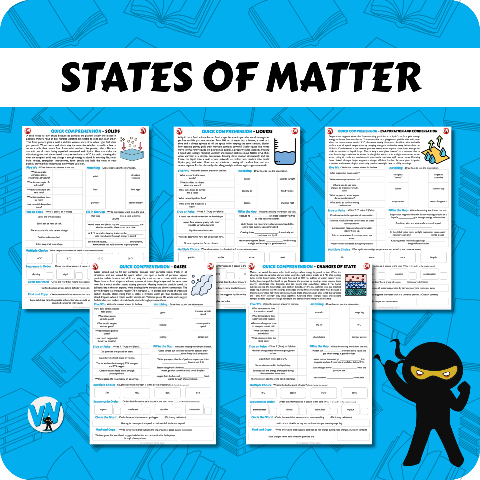 Quick Comprehension Topic Bundle – Y4 States of Matter – Vocabulary Ninja