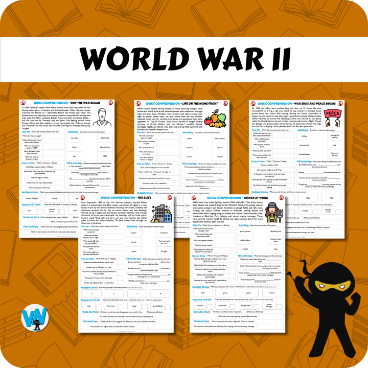 Quick Comprehension Topic Bundle – Y4 World War 2 – Vocabulary Ninja