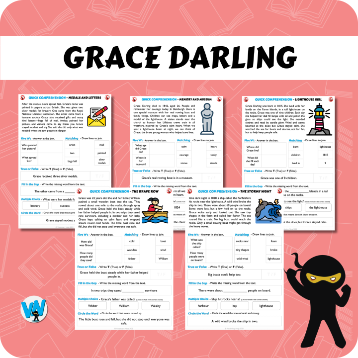 Quick Comprehension Topic Bundle – Y2 Grace Darling – Vocabulary Ninja