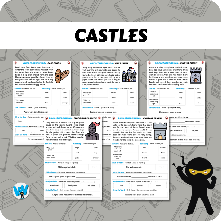 Quick Comprehension Topic Bundle – Y1 Castles – Vocabulary Ninja